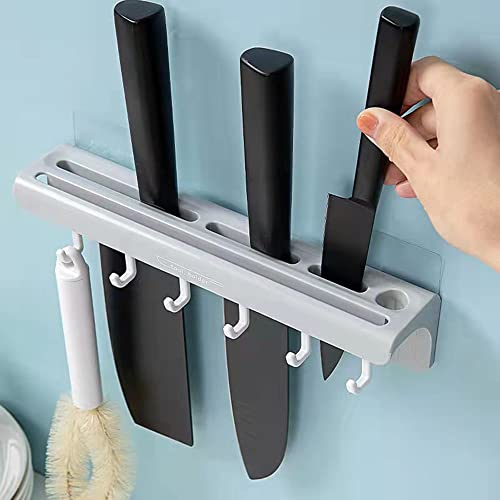 Lletfun Kitchen knife Holder Wall Mounted Self adhesive,Knife Strip - Space-Saving Knife Rack with Hooks for kitchen