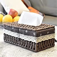 Kailinst Woven Tissue Box Cover Rectangular,Farmhouse Decor Facial Tissue Holder,Paper Holder Napkin Dispenser for Kitchen Living Room Bedroom Bathroom Office(Brown)