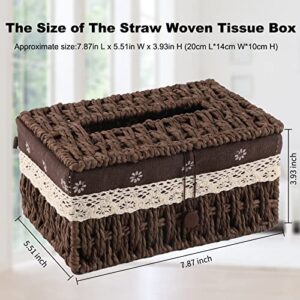 Kailinst Woven Tissue Box Cover Rectangular,Farmhouse Decor Facial Tissue Holder,Paper Holder Napkin Dispenser for Kitchen Living Room Bedroom Bathroom Office(Brown)