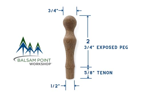 Oak 3-3/8 Inch Mug Hooks Unfinished Smooth Sanded Pegs (10-Pack) - Balsam Point Workshop