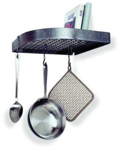 enclume premier small 12-inch corner pot rack, hammered steel