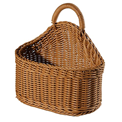 Woven Belly Basket Woven Cutlery Storage Organizer Plastic Hanging Caddy Bin for Kitchen Table Cabinet Pantry Forks Spoons Napkins Serving Basket 21x19cm Handwoven Hanging Baskets