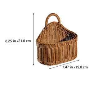 Woven Belly Basket Woven Cutlery Storage Organizer Plastic Hanging Caddy Bin for Kitchen Table Cabinet Pantry Forks Spoons Napkins Serving Basket 21x19cm Handwoven Hanging Baskets