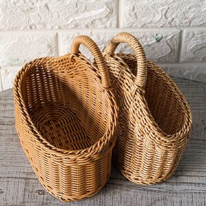 Woven Belly Basket Woven Cutlery Storage Organizer Plastic Hanging Caddy Bin for Kitchen Table Cabinet Pantry Forks Spoons Napkins Serving Basket 21x19cm Handwoven Hanging Baskets