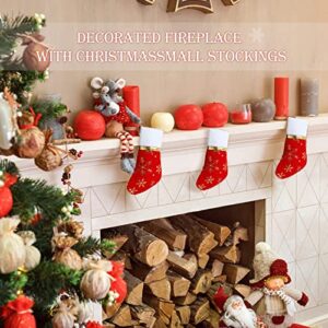 30 Pcs Christmas Dinner Table Decorations Snowflake Stocking Silverware Holder Mini Xmas Socks Plaid Tableware Holder Christmas Spoon Knife Fork Bag for Xmas Dinnerware Decorations (Embroidery Style)