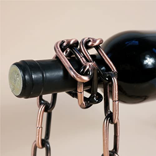 Tabletop Single Wine Bottle Holder, Creative Suspending Chain Rack Bronze Wine Rack Wine Holder Novelty Gift for Kitchen Home Table Decor, Perfect Wine Gifts and Accessories for Wine Lovers (Bronze)