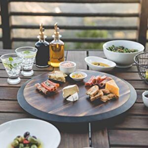 TOSCANA - a Picnic Time Brand Lazy Susan Tray Wooden Turntable Round Charcuterie Board, Cheese Serving Platter, (Fire Acacia Wood)