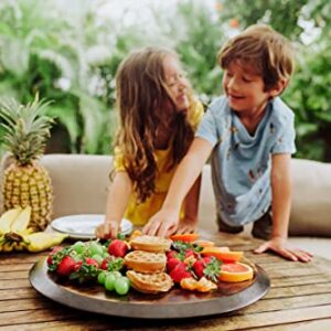 TOSCANA - a Picnic Time Brand Lazy Susan Tray Wooden Turntable Round Charcuterie Board, Cheese Serving Platter, (Fire Acacia Wood)