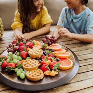 TOSCANA - a Picnic Time Brand Lazy Susan Tray Wooden Turntable Round Charcuterie Board, Cheese Serving Platter, (Fire Acacia Wood)