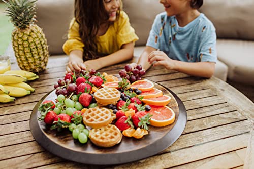 TOSCANA - a Picnic Time Brand Lazy Susan Tray Wooden Turntable Round Charcuterie Board, Cheese Serving Platter, (Fire Acacia Wood)