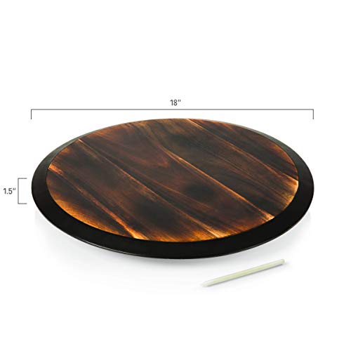 TOSCANA - a Picnic Time Brand Lazy Susan Tray Wooden Turntable Round Charcuterie Board, Cheese Serving Platter, (Fire Acacia Wood)