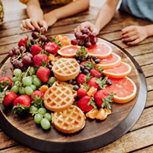 TOSCANA - a Picnic Time Brand Lazy Susan Tray Wooden Turntable Round Charcuterie Board, Cheese Serving Platter, (Fire Acacia Wood)