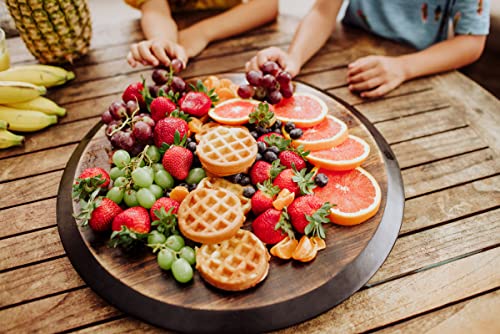 TOSCANA - a Picnic Time Brand Lazy Susan Tray Wooden Turntable Round Charcuterie Board, Cheese Serving Platter, (Fire Acacia Wood)