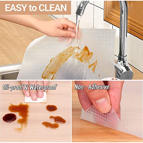 Shelf Liner Kitchen Cabinet Liners，Non-Adhesive Shelf Liner, 17.7 in x16.4 ft EVA, Washable Oil-Proof Non-Slip Cabinet Liner, Refrigerator Liner,Drawer Liner for Kitchen,Storage, Cupboard Liner