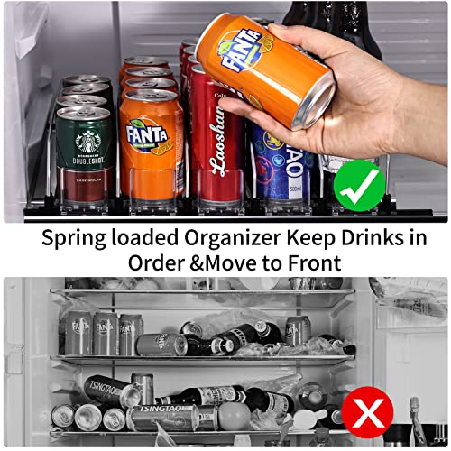 Soda Can Organizer for Refrigerator, Upgrade Beverage Drink Organizer for Fridge-Anti Scratch, Spring Pusher Drink Dispenser Beer Bottled Water POP Can Organizer for Refrigerator/Pantry Hold 25 Cans