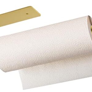 Paper Towel Holder Wall Mount，Aluminum Alloy Paper Towel Holder Sturdy and Durable ,Paper Towel Holder Under Cabinet ,Vertically or Horizontally Mount Both Available in Adhesive and Screws（Gold）