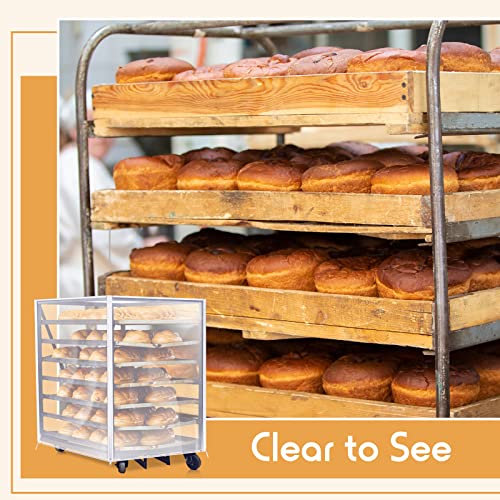 Pan Rack Cover Clear Bun Rack Cover PVC Plastic Bread Rack Cover 28 x 23 x 33 Inch, 10-Tier, Set of 2