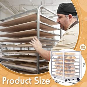 Pan Rack Cover Clear Bun Rack Cover PVC Plastic Bread Rack Cover 28 x 23 x 33 Inch, 10-Tier, Set of 2