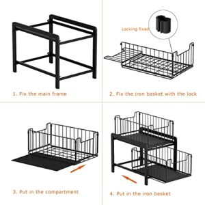 Under Cabinet Organizer,Under Sink Organizers and Storage,Cabinet Pull-Out Home Organizer Rack For Bathroom,2 Tier Kitchen Countertop Sliding Drawer Storage Basket,Pantry Stackable Storage Shelves