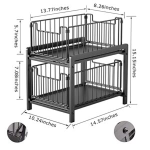 Under Cabinet Organizer,Under Sink Organizers and Storage,Cabinet Pull-Out Home Organizer Rack For Bathroom,2 Tier Kitchen Countertop Sliding Drawer Storage Basket,Pantry Stackable Storage Shelves