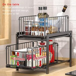 Under Cabinet Organizer,Under Sink Organizers and Storage,Cabinet Pull-Out Home Organizer Rack For Bathroom,2 Tier Kitchen Countertop Sliding Drawer Storage Basket,Pantry Stackable Storage Shelves