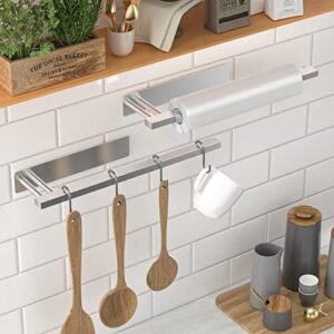 Paper Towel Holder Under Cabinet, YAYINLI Adhesive Paper Towel Holders Wall Mount - Hanging Paper Towel Rack Under Counter for Kitchen, Bathroom, SUS304 Stainless Steel Rustproof