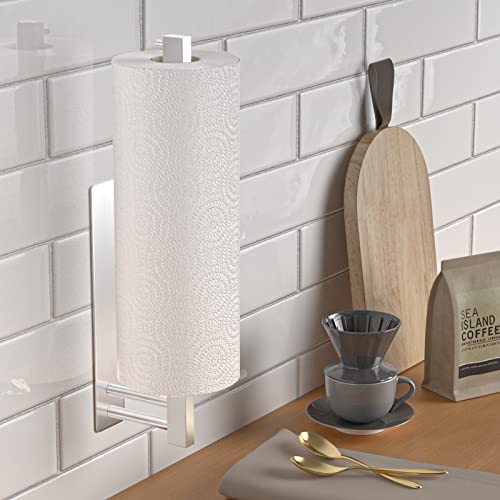 Paper Towel Holder Under Cabinet, YAYINLI Adhesive Paper Towel Holders Wall Mount - Hanging Paper Towel Rack Under Counter for Kitchen, Bathroom, SUS304 Stainless Steel Rustproof