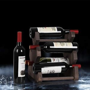 NANANARDOSO 6 Bottles Wine Rack, Free Standing Rustic Wood Wine Storage Holder, Wine Racks Countertop for Home Kitchen Bar Cabinets Pantry