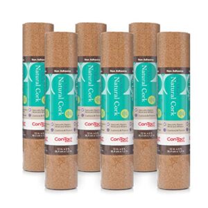 con-tact brand cork non-adhesive shelf and drawer liner for crafters, 12″ x 4′, natural, 6 rolls