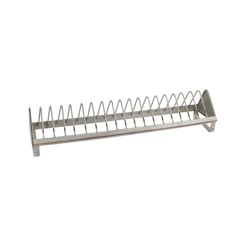 Creative Co-Op Rustic Farmhouse Metal Dish Rack with 18 Slots, Zinc Finish