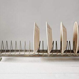 Creative Co-Op Rustic Farmhouse Metal Dish Rack with 18 Slots, Zinc Finish