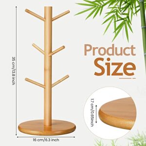 Zopeal 4 Pcs Mug Holder Tree Coffee Cup Holder Bamboo Mug Rack Coffee Mug Stand Tea Cup Organizer Mug Hanger with 6 Hooks for Storage Kitchen Cabinet Display Accessories Counter Bar