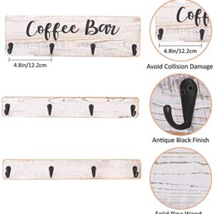 Coffee Mug Holder,Wall Mounted Coffee Mug Rack,Rustic Wood Cup Organizer with 12 Hooks,Kitchen Display Storage and Collection (White)