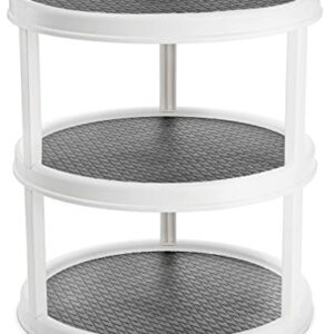 Yesland 3 Tier Lazy Susan Turntable - 12'' Round Tiered Rotating Kitchen Spice Organizer and Non-Skid Organization Storage Container - Tiered Tray for Fruit, Snacks, Cosmetic, Pantry, Bathroom(Grey)