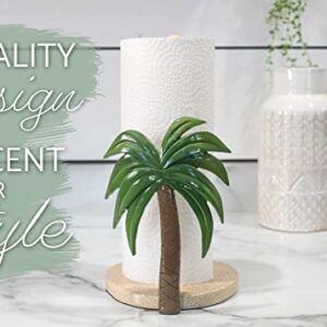 Elanze Designs Palm Tree 12 inch Resin and Wood Paper Towel Holder