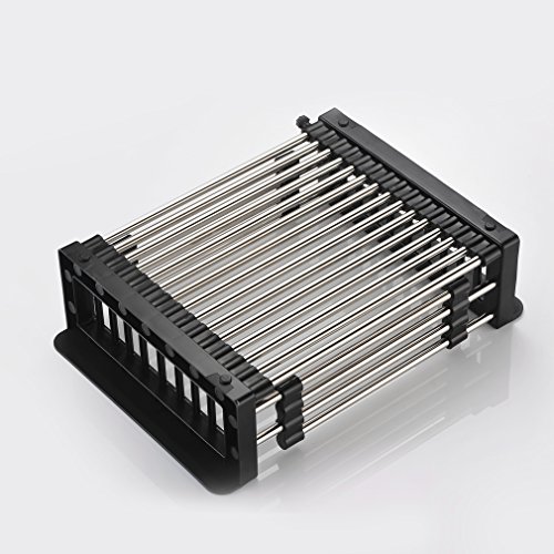 GICASA Adjustable Stainless Steel Drainer Basket Drain Tray for Dish Vegetable Fruit, On Counter Dish Rack or in Sink Over Sink Kitchen Basket Dish Drying Rack