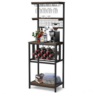 aomedeelf wine rack table wine bar cabinet for liquor and glasses modern freestanding floor liquor bar cabinet with storage rack and shelf wine bakers rack for home kitchen dining room