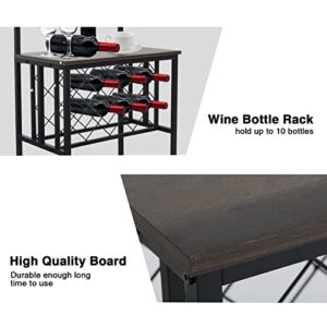 Aomedeelf Wine Rack Table Wine Bar Cabinet for Liquor and Glasses Modern Freestanding Floor Liquor Bar Cabinet with Storage Rack and Shelf Wine Bakers Rack for Home Kitchen Dining Room