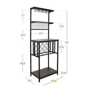 Aomedeelf Wine Rack Table Wine Bar Cabinet for Liquor and Glasses Modern Freestanding Floor Liquor Bar Cabinet with Storage Rack and Shelf Wine Bakers Rack for Home Kitchen Dining Room