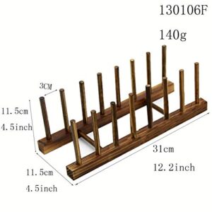 Hovico2 Pcs Bamboo Dish Rack, Kitchen Drawer Organizer, 8-Slots Bamboo Wooden Dish Rack, Book Pot Lid Cutting Board Drying Rack Stand Drainer Storage Holder Organizer