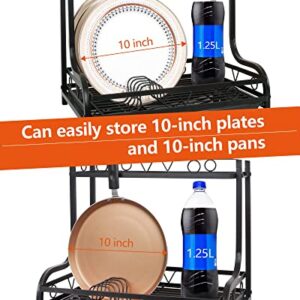 Dish Drying Rack - 3 Tiers Large Size Drainboard Set,Multifunctional Heavy Duty Dish Storage Organizer,Extra Large Capacity Spice Rack,Black,Model:DDR-003,by WEIKER., 17.5x12.5x29.5''