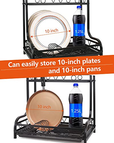 Dish Drying Rack - 3 Tiers Large Size Drainboard Set,Multifunctional Heavy Duty Dish Storage Organizer,Extra Large Capacity Spice Rack,Black,Model:DDR-003,by WEIKER., 17.5x12.5x29.5''