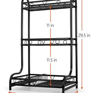 Dish Drying Rack - 3 Tiers Large Size Drainboard Set,Multifunctional Heavy Duty Dish Storage Organizer,Extra Large Capacity Spice Rack,Black,Model:DDR-003,by WEIKER., 17.5x12.5x29.5''