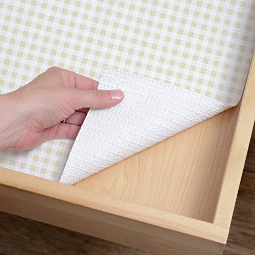 Con-Tact Brand Grip Prints Durable Adhesive Non-Slip Shelf and Drawer Liner, 12" x 5', Khaki Plaid