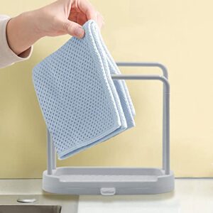 BEINME Sponge Holder with Drain Pan, Kitchen Sink Caddy Organizer for ,Sponge Brush Soap Dishcloth Rack Kitchen Sink Caddy Organizer for Sponge Brush Soap Dishcloth Rack, Small Grey