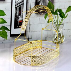 BESTonZON Wrought Iron Coffee Mug Cup Holder Stand Dishes Organizer Rack for Counter Cabinet Table for Kitchen Restaurant Office - 33.3 x 29.2 x 20cm (Golden)