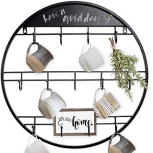 ajart coffee mug rack (22.8″/13 hooks) large organizers and storage coffee mug holder wall mounted