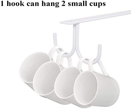 FOLOU Under Cabinet Mug Rack, Rustic Mug Organizer Rack Cup Holder Under Shelf 12 Hanging Hooks Rack for Mugs, Coffee Cups and Kitchen Utensils Display (White 3 Pack 12 Hooks)