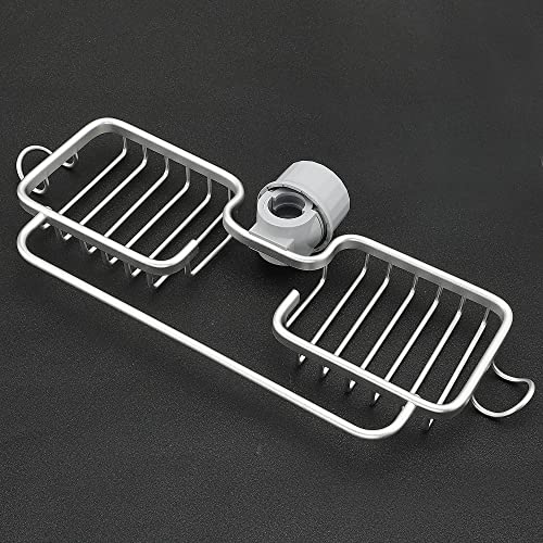 Ravinte Sponge Holder for Kitchen Sink, Hanging Drain Sink Sponge Holder Over Facuet Sponge Holder Sink Caddy Faucet Rack for Kitchen Sink Organizer and Bathroom Shower Rack--Double Square, Silver