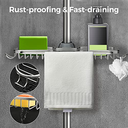 Ravinte Sponge Holder for Kitchen Sink, Hanging Drain Sink Sponge Holder Over Facuet Sponge Holder Sink Caddy Faucet Rack for Kitchen Sink Organizer and Bathroom Shower Rack--Double Square, Silver